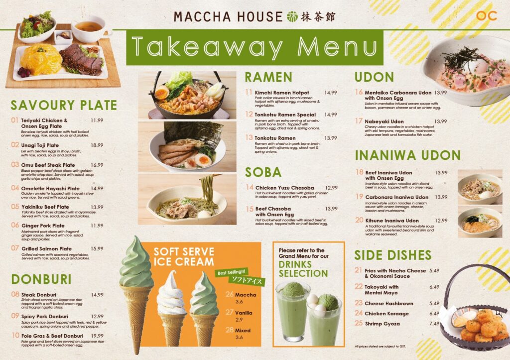 Maccha House Menu & Prices List Singapore 2026