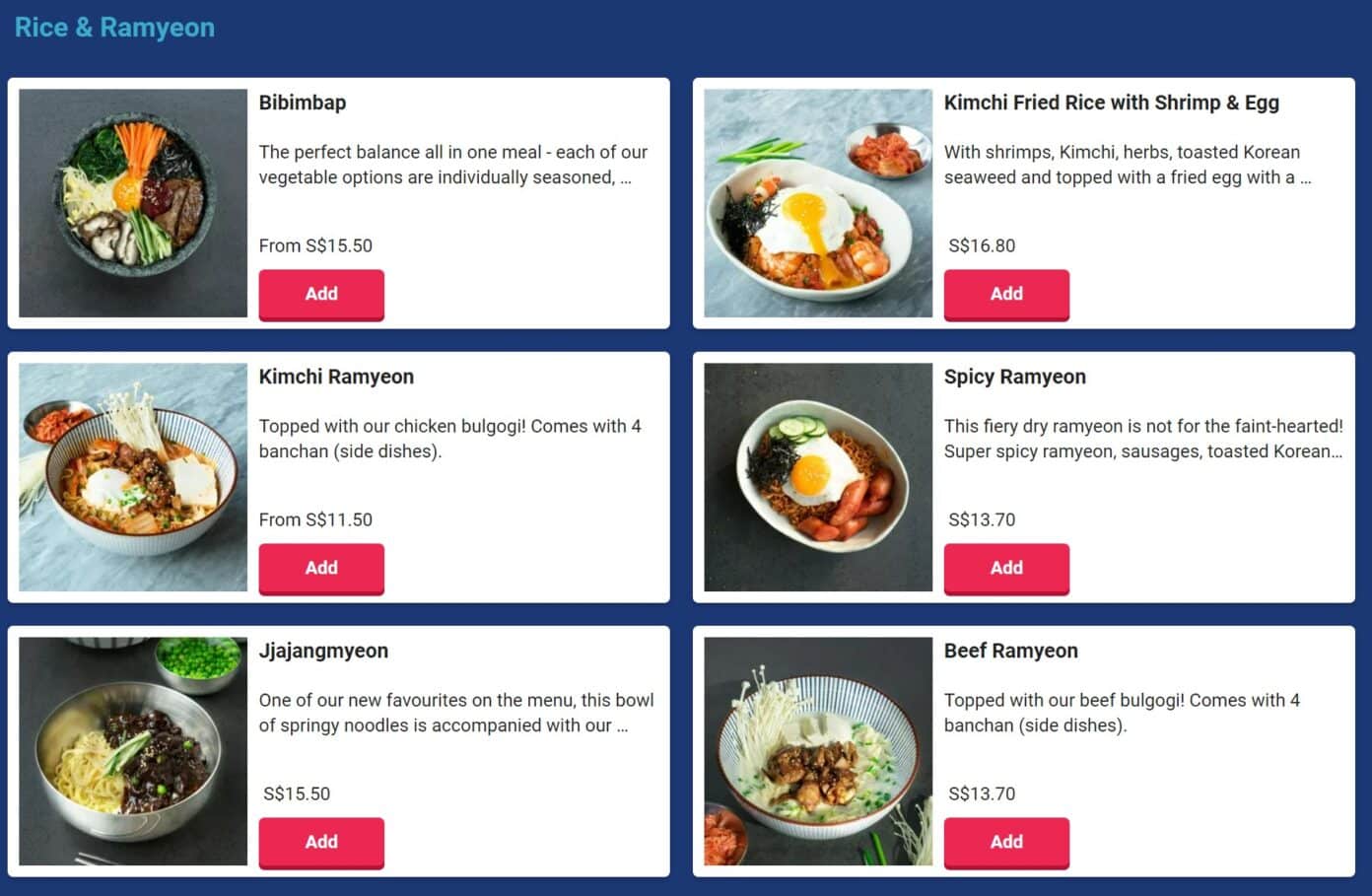 Ajumma's Menu & Prices List Singapore 2026