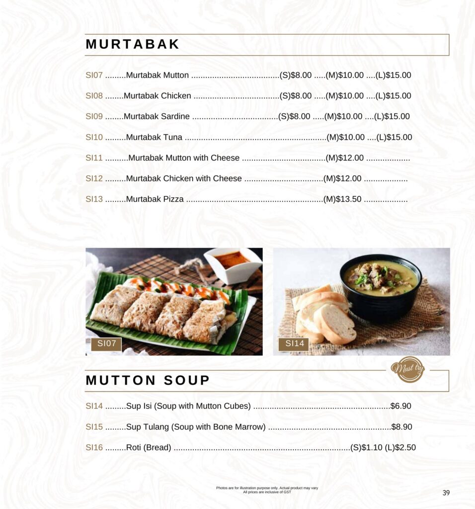 Al-Azhar Restaurant Menu & Prices List Singapore 2026