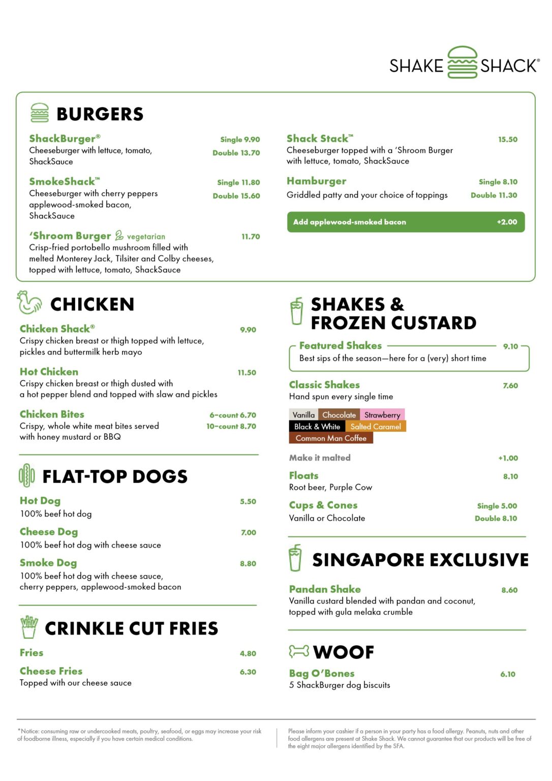 Shake Shack Menu & Prices List Singapore 2026