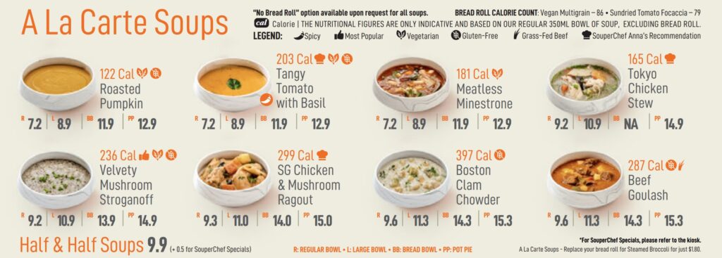 The Soup Spoon Menu & Prices List Singapore 2026