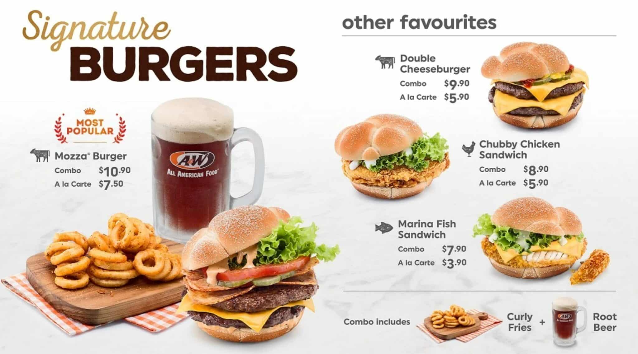 A&W Menu & Prices List Singapore 2025