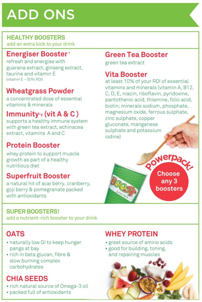 Boost Juice Bar Menu & Prices List Singapore 2025