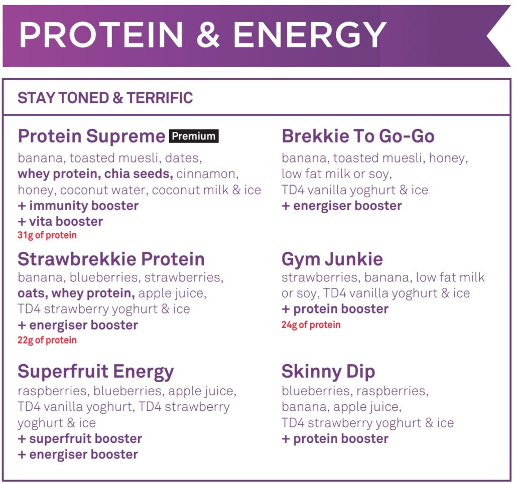 Boost Juice Bar Menu & Prices List Singapore 2026