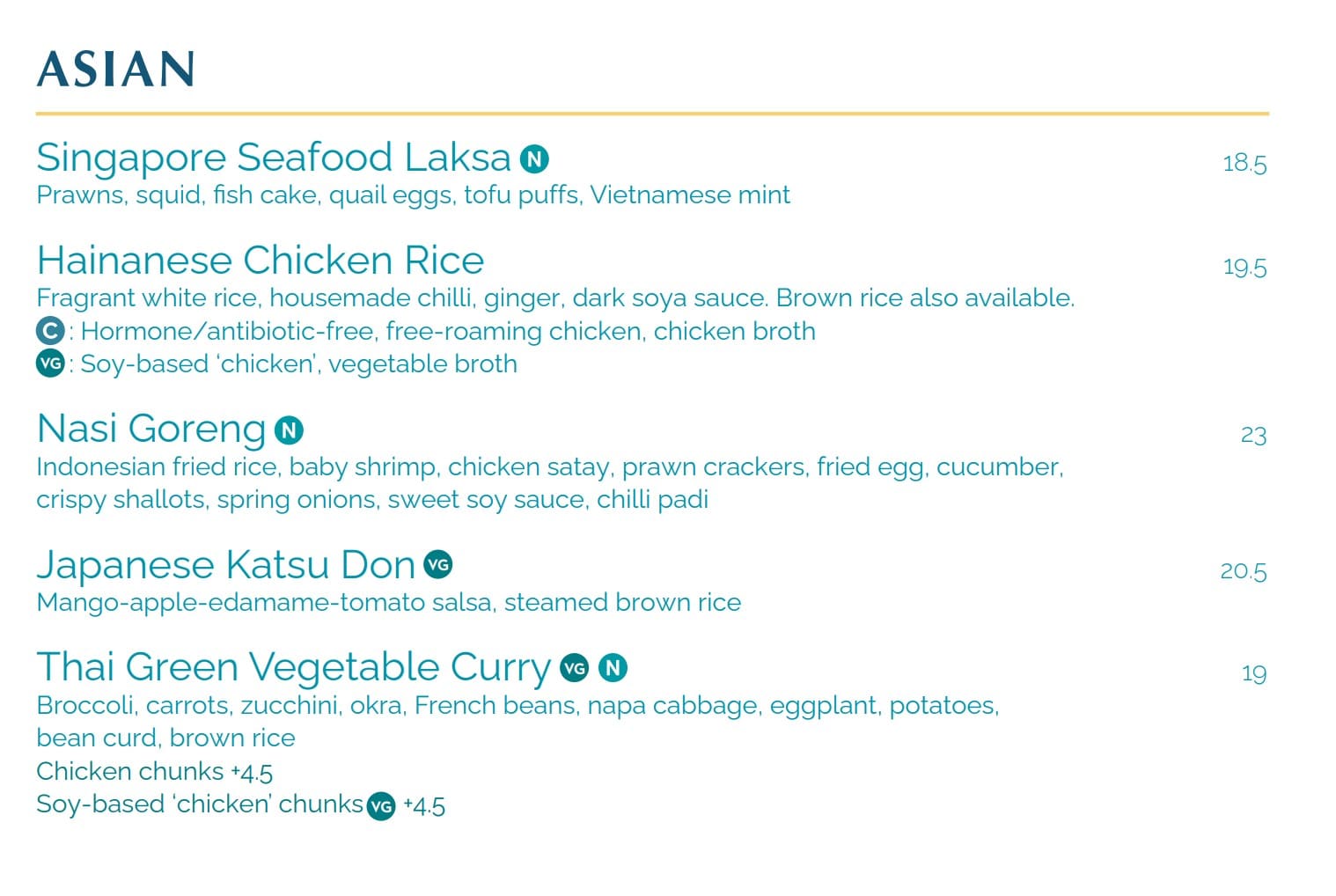 Prive Menu & Prices List Singapore 2025