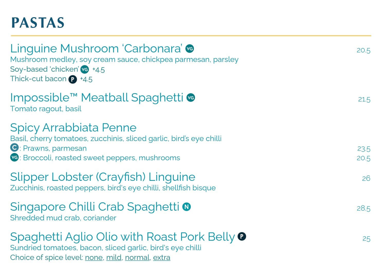 Prive Menu & Prices List Singapore 2025