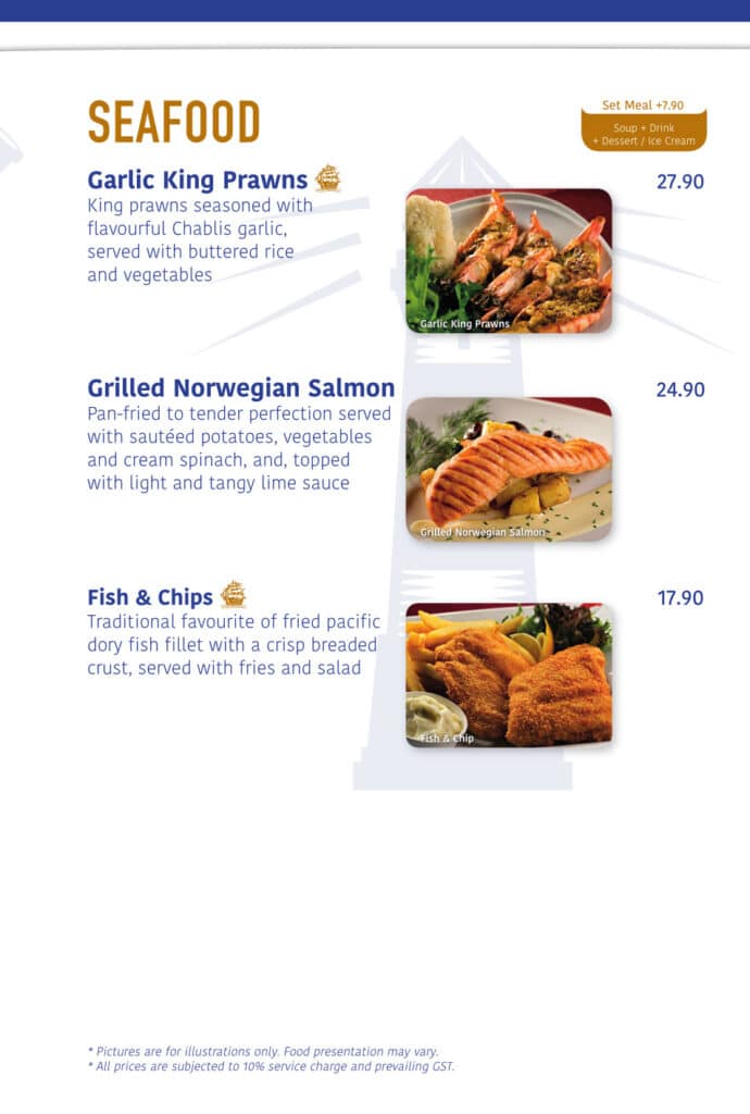 The Ship Restaurant & Bar Menu & Prices List Singapore 2025