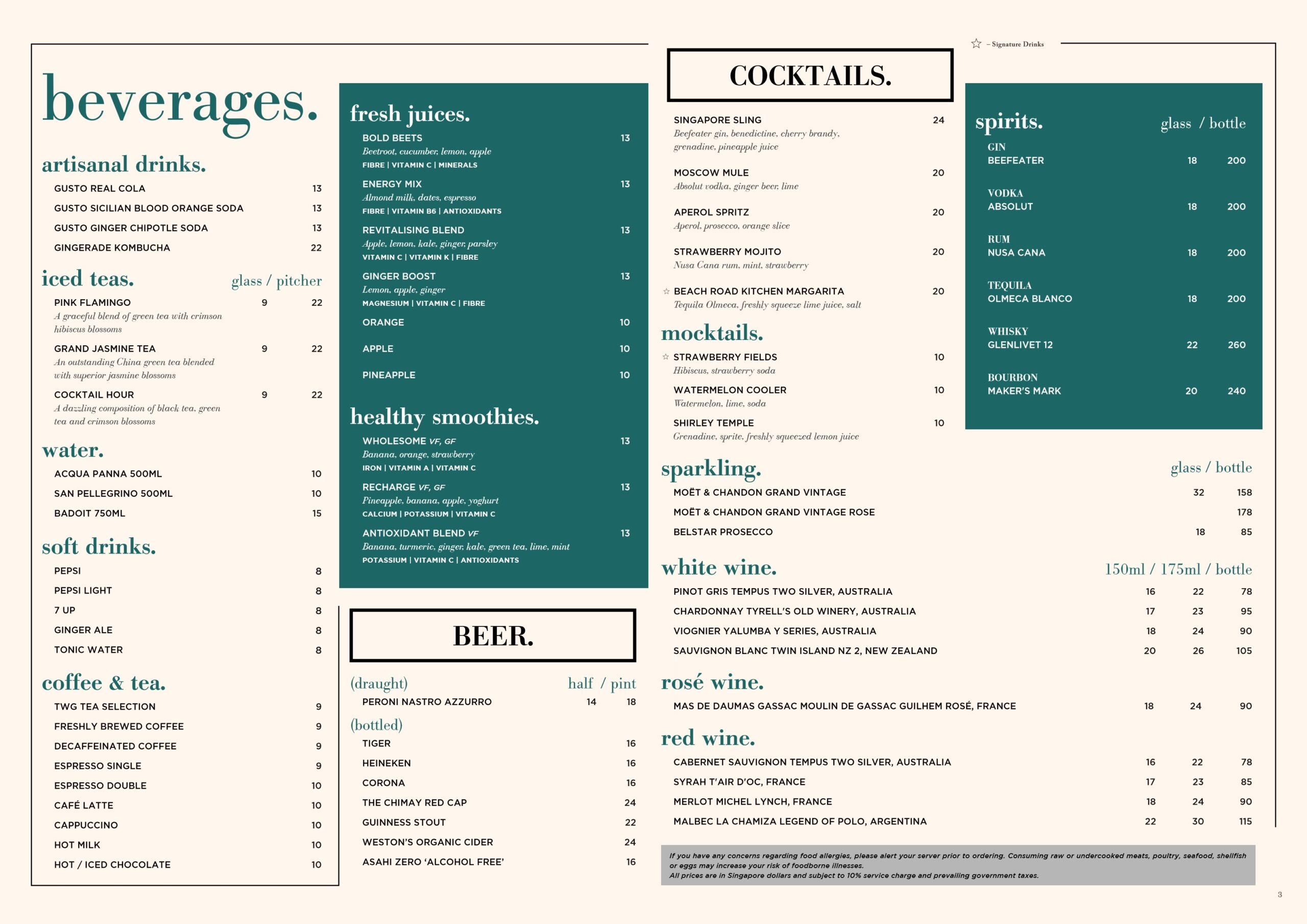 Beach Road Kitchen Menu & Prices List Singapore 2025